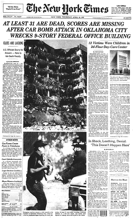 Oklahoma City bombing-April 19,1995 – History of Sorts