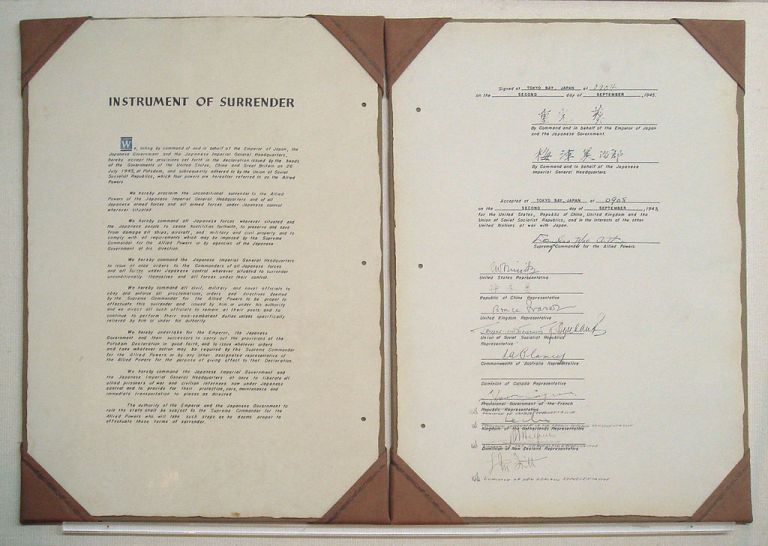Japanese Instrument of Surrender-the end of WWII – History of Sorts