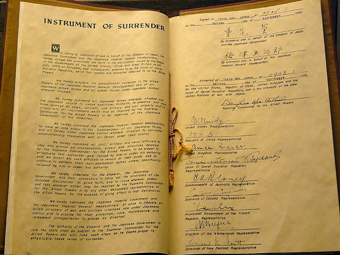 Japanese Instrument of Surrender-the end of WWII – History of Sorts