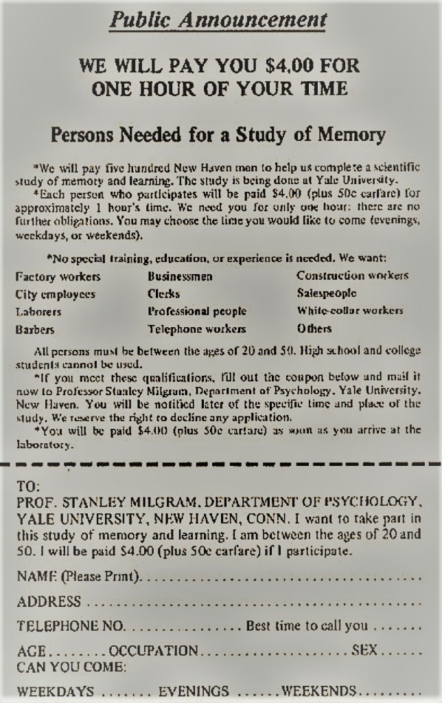 The Milgram experiment – History of Sorts