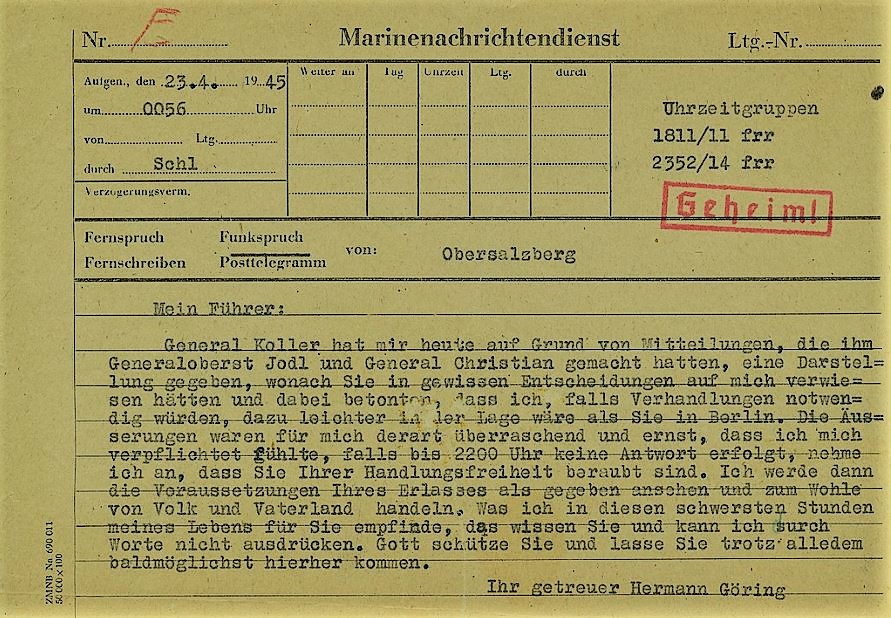 The Goering Telegram – History of Sorts