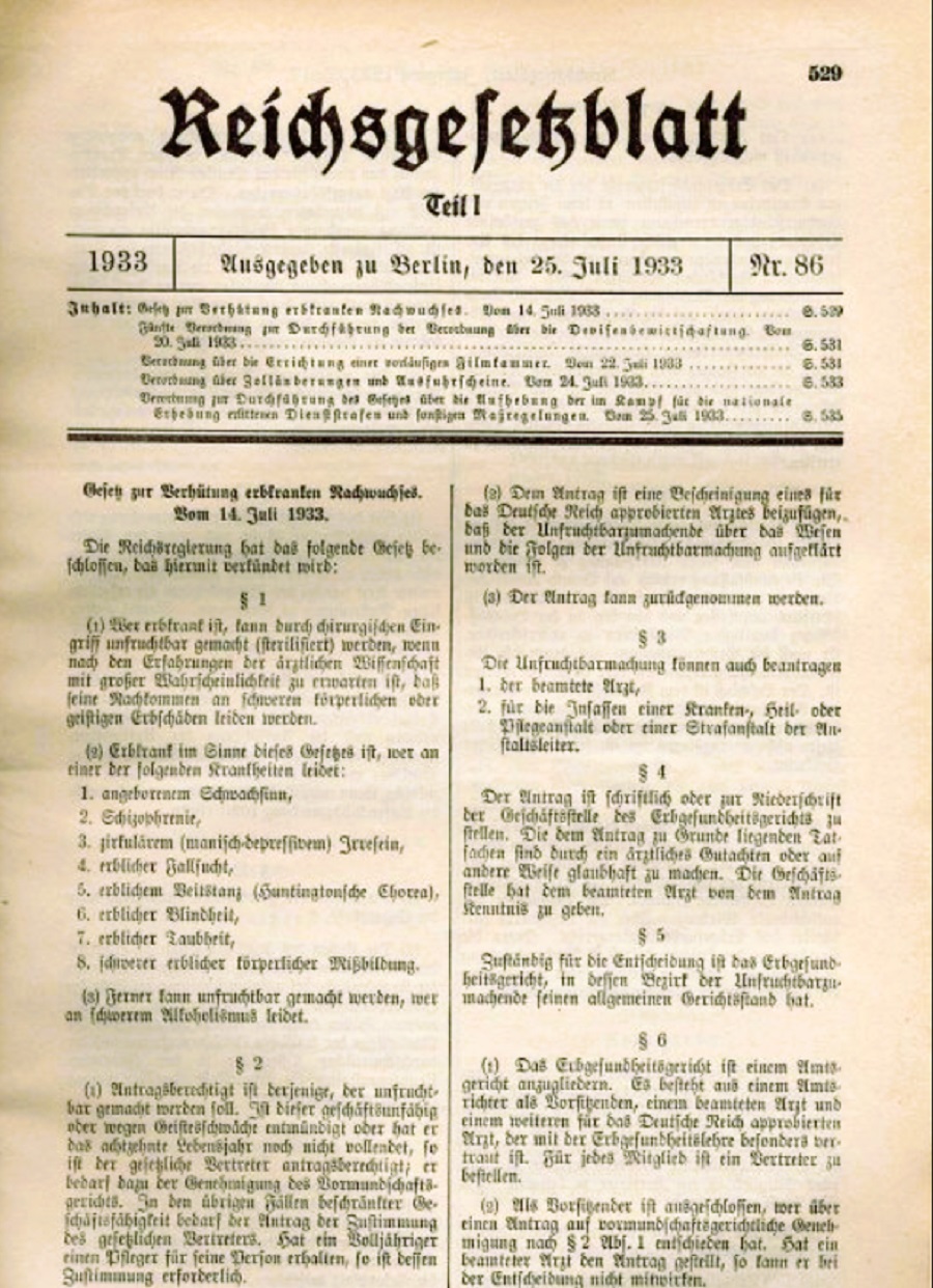 Law for the Prevention of Offspring with Hereditary Diseases – History ...