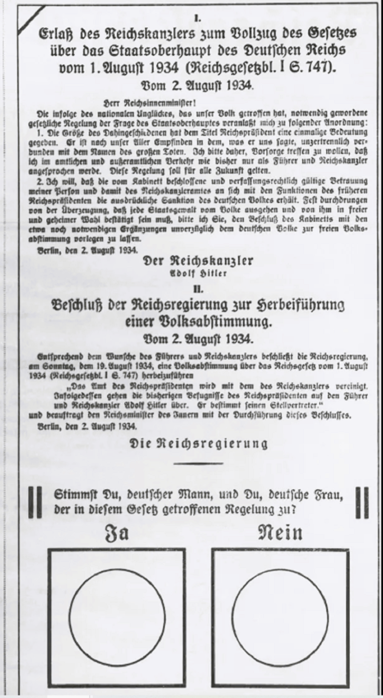 The 1934 German Head of State Referendum: A Pivotal Moment in Nazi ...