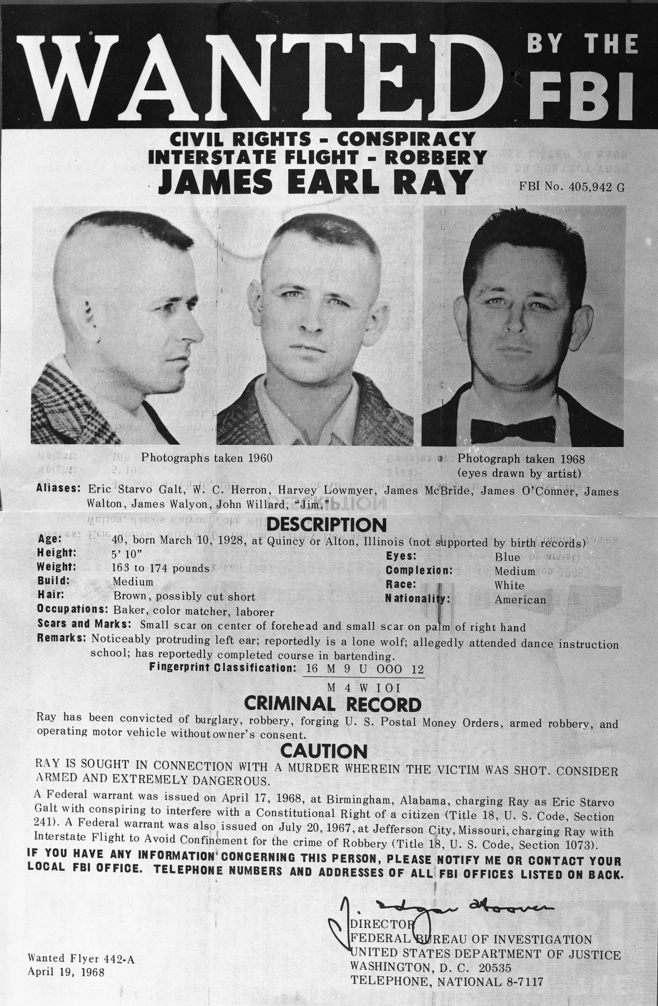 James Earl Ray-Martin Luther King Jr’s assassin. – History of Sorts
